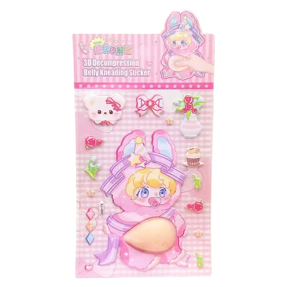 Kids Squishy Tummy Stickers, Cute Cartoon Animal Puffy Stickers - Bunny ...
