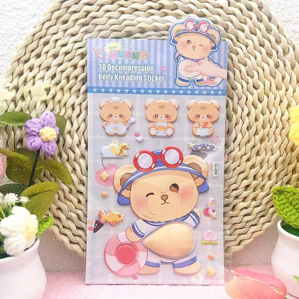 Kids Squishy Tummy Stickers, Cute Cartoon Animal Puffy Stickers - Bunny ...