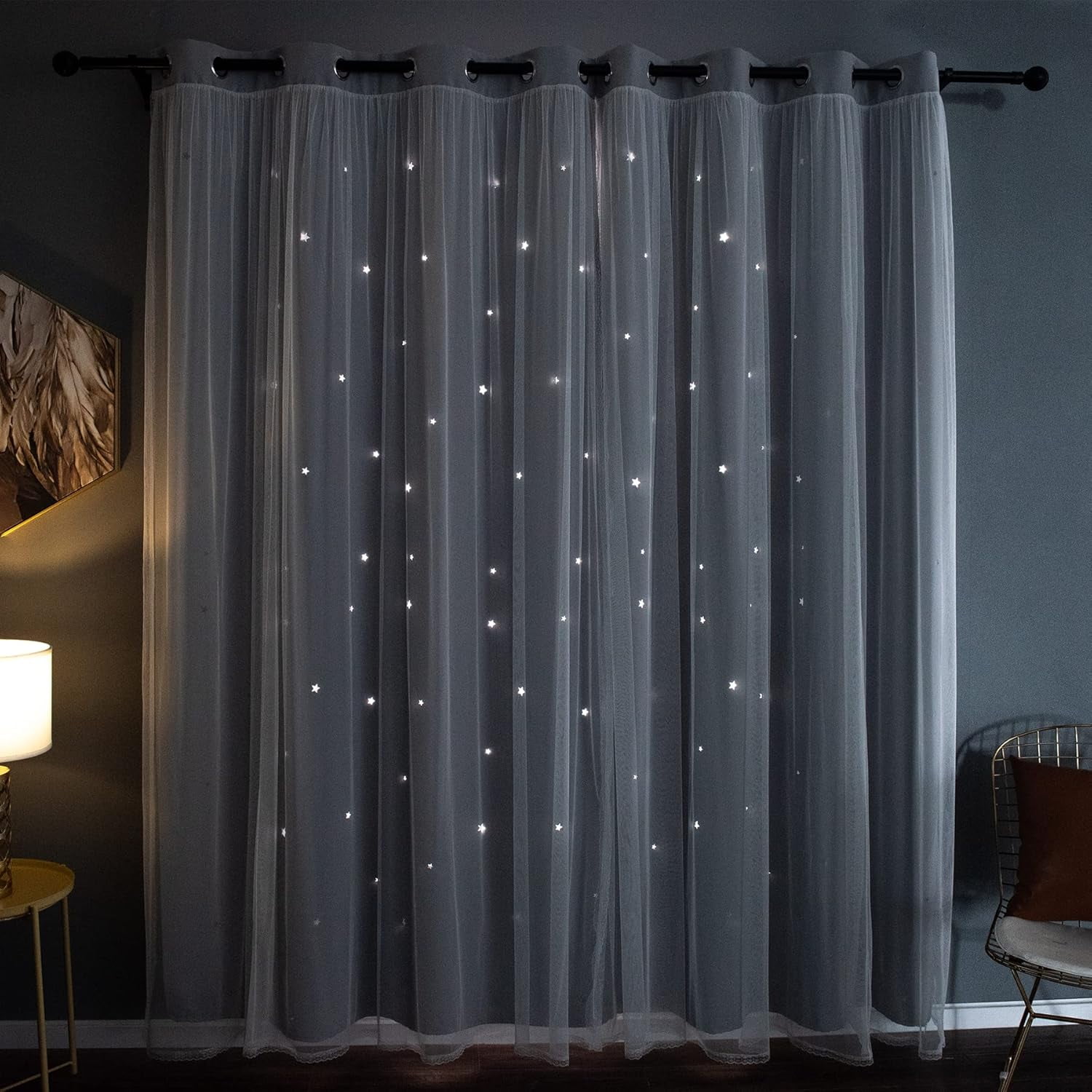 Kids Star Cutout Curtains for Bedroom/Living Room/Classroom with 2 Free ...