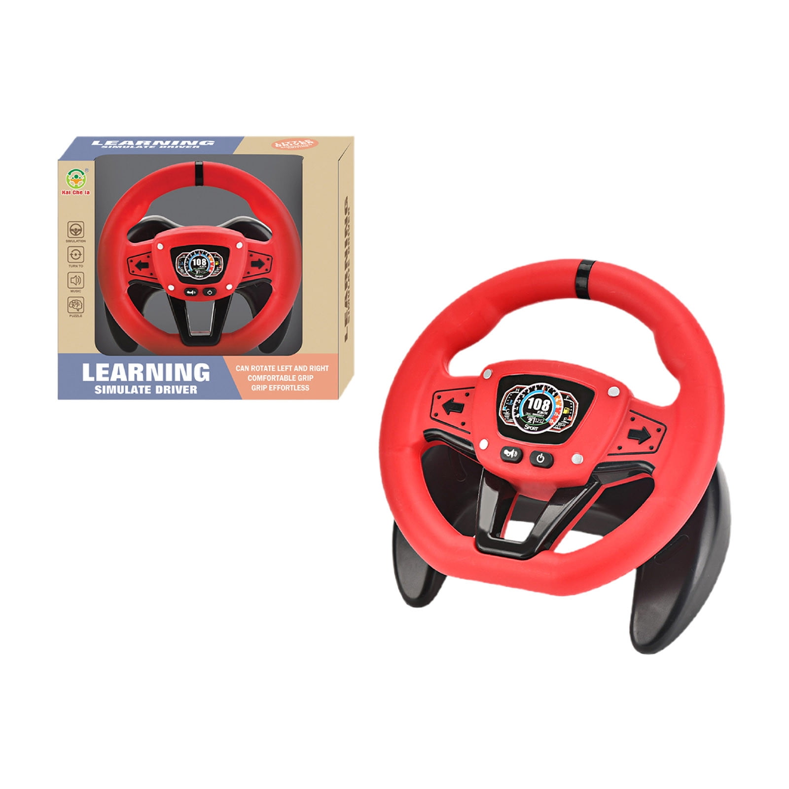 Kids Steering Wheel for Backseat, Baby Toys Pretend Driving Simulated ...