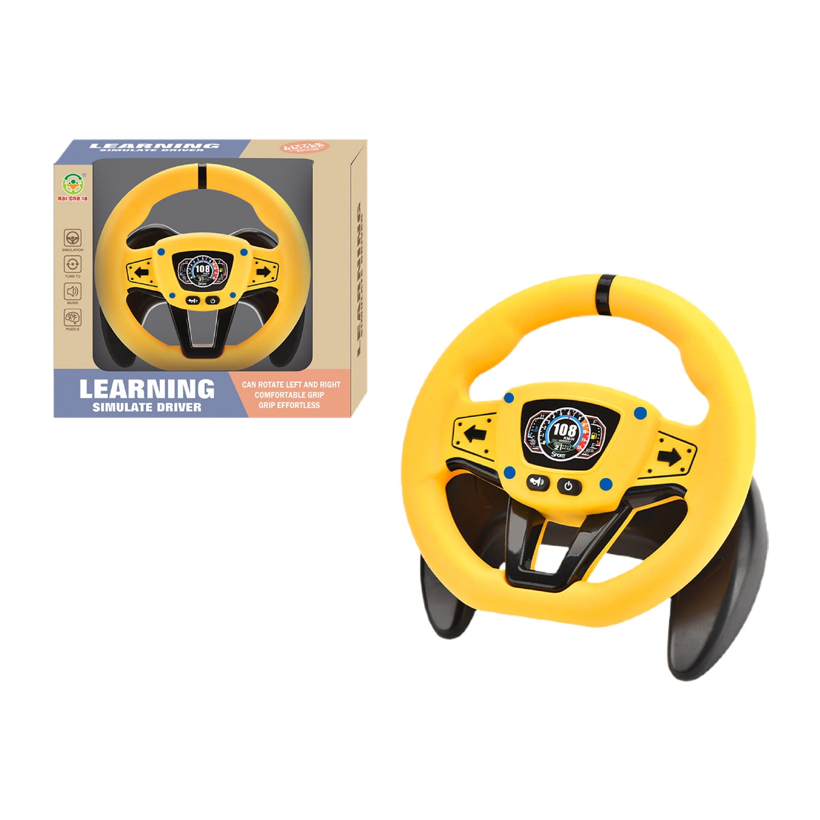 Kids Steering Wheel for Backseat, Baby Toys Pretend Driving Simulated ...