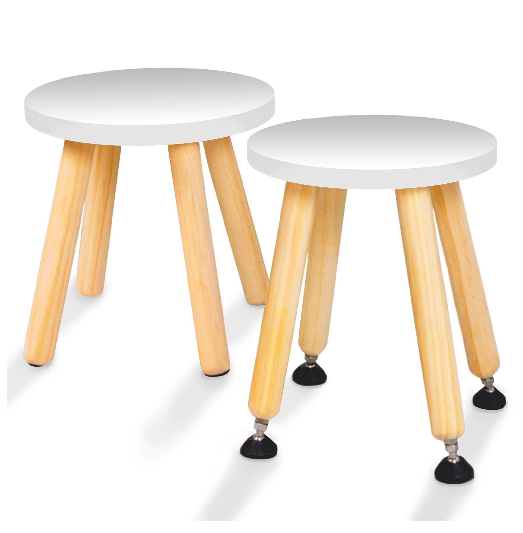 Kids Step Stool Set of 2 - White Wooden Stools for Toddlers, Extendable ...