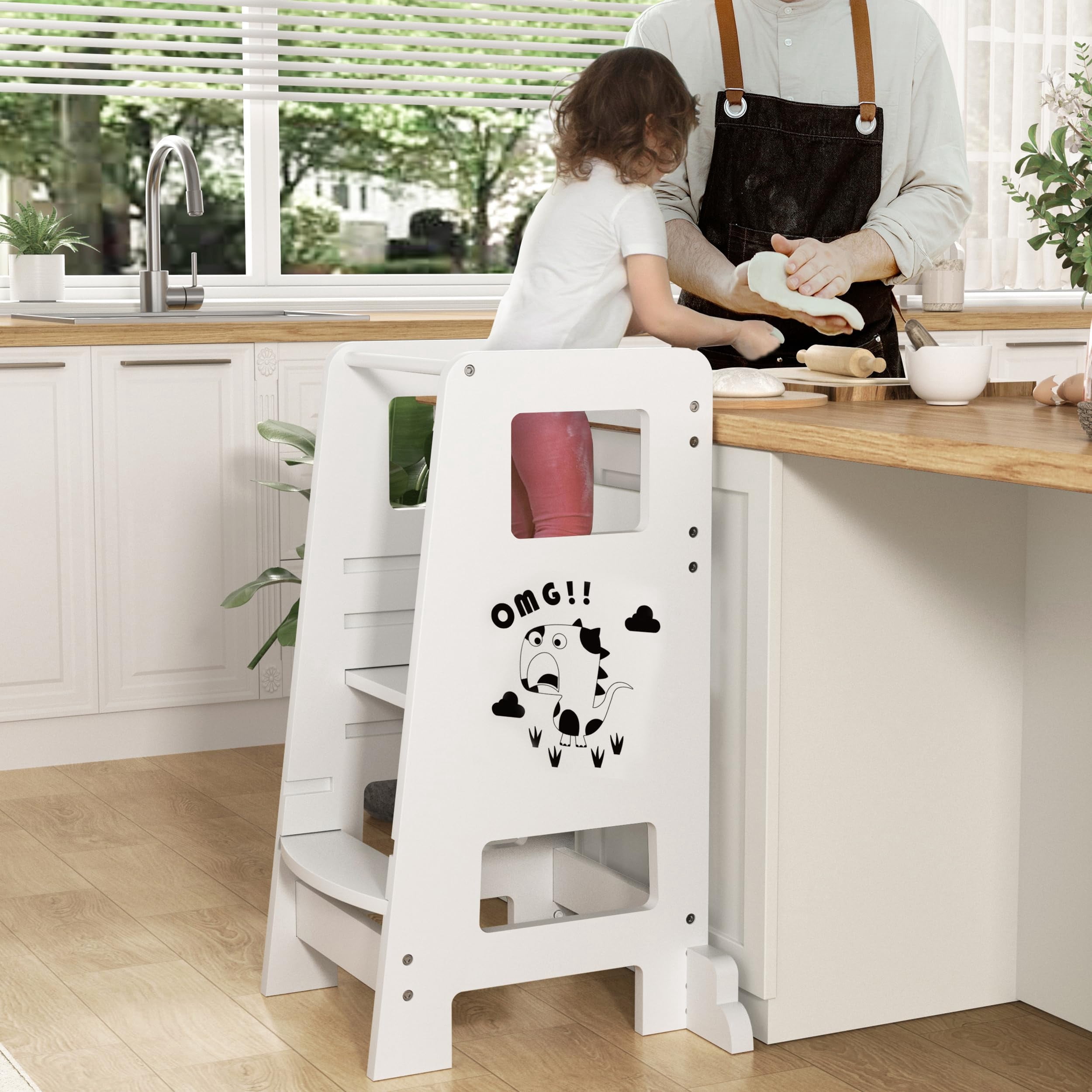 FLYJOE Adjustable Height Kids Step Stool Toddler Learning Tower ...