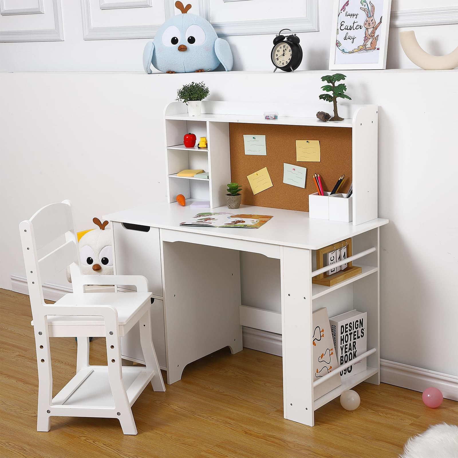 Kids Study Desk with Chair, Kids Desk and Chair Set for 3-8 Years Old ...