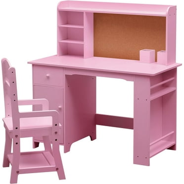 STAROUS Kids Desk and Chair Set: Wooden Study Table with Drawers ...