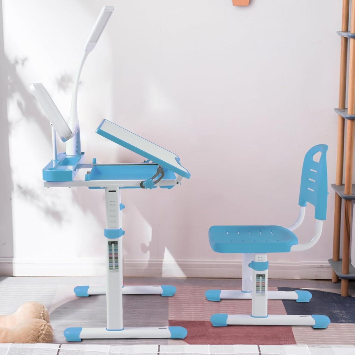 Kids Study Desk and Chair Set, Multi Functional Height Adjustable ...