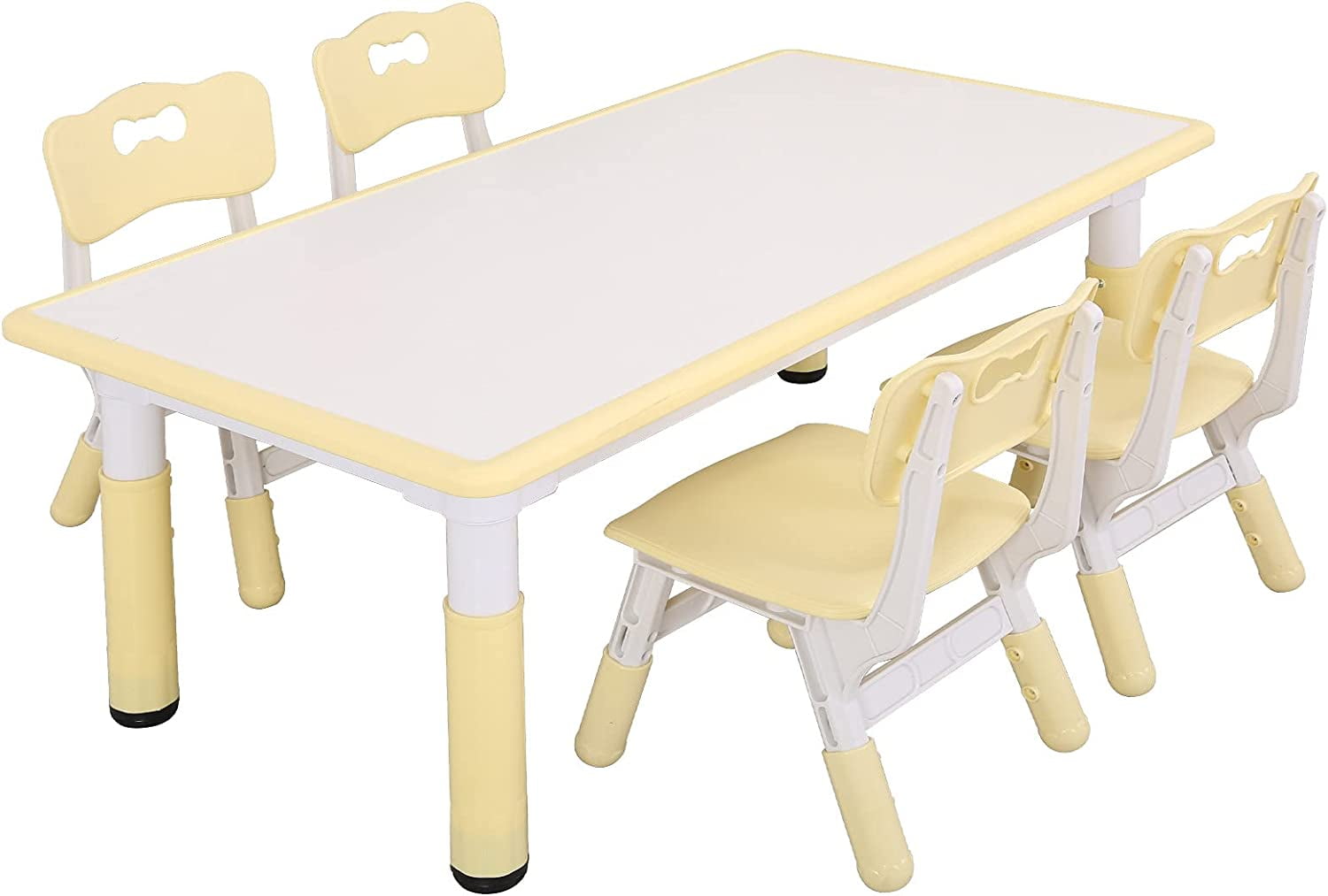 Kids Study Table and Chairs Set Height Adjustable Plastic Children Art ...