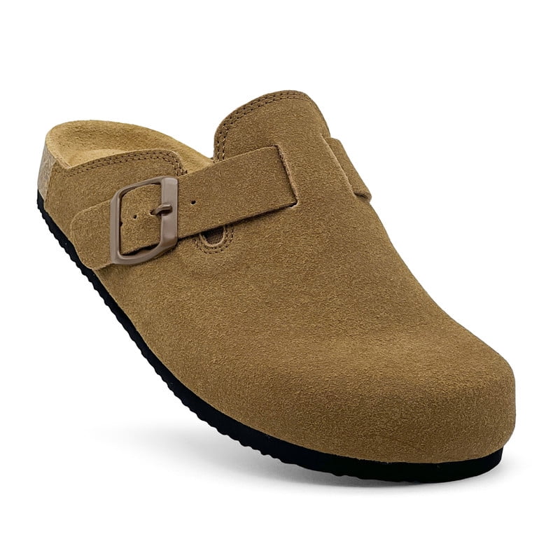 Kids Suede Clogs Boys Girls Leather Mules Cork Footbed Sandals with ...