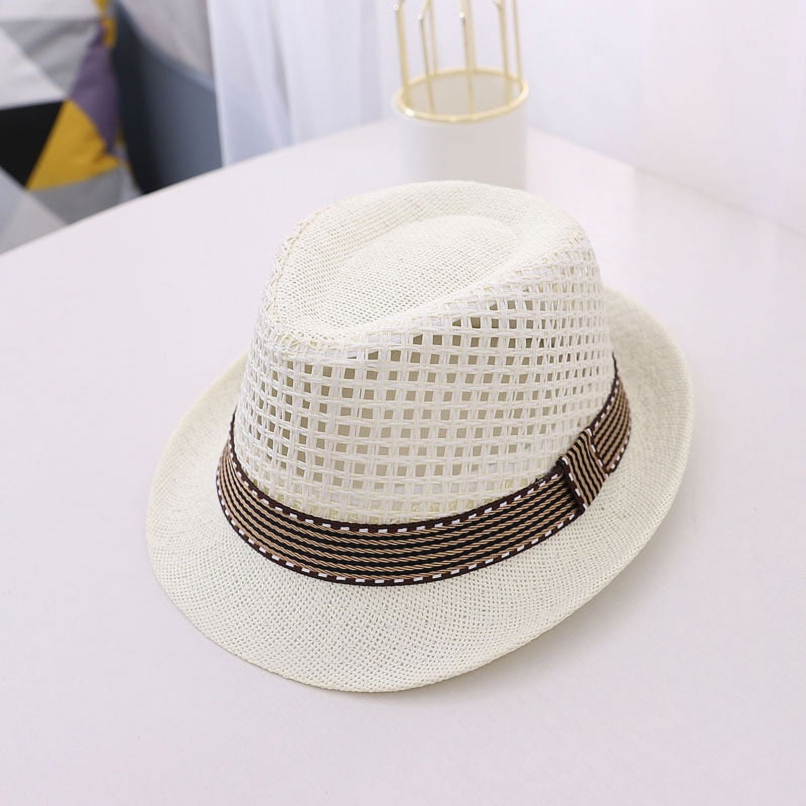 Kids Summer Beach Straw Hat Jazz Panama Baby Boy Mesh Sun Hats Solid ...