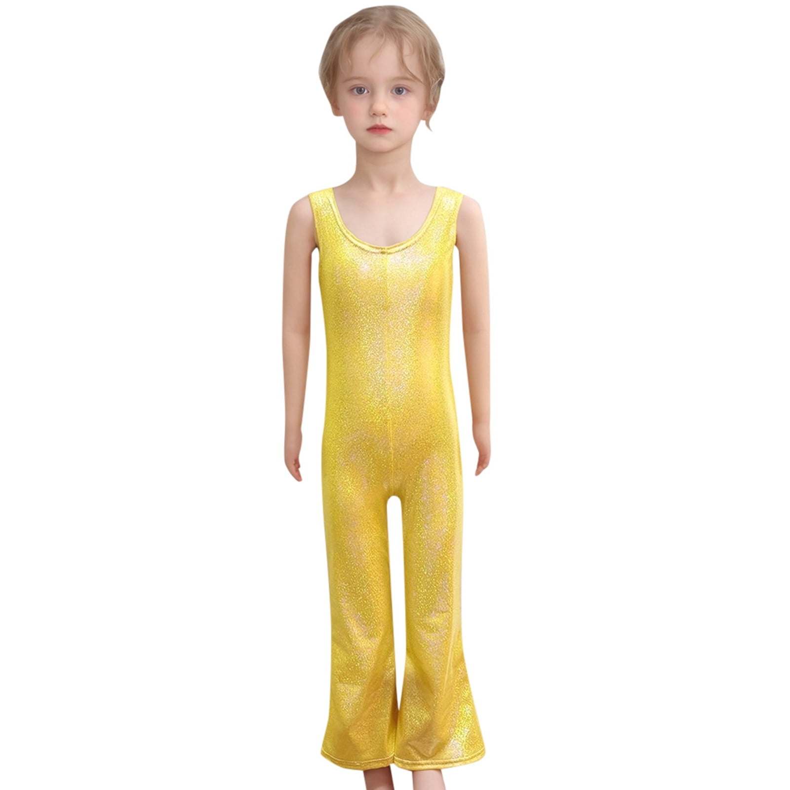 Kids Summer Girls Romper Sequin Tight Stretch Sleeveless Crew Neck ...