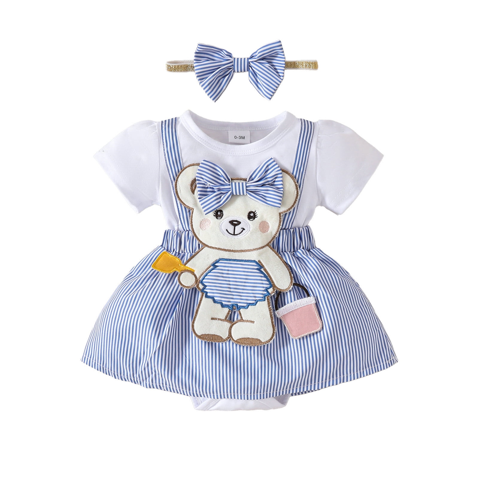 Kids Summer Girls Romper Short Sleeve Cartoon Rompers 2 Pieces ...