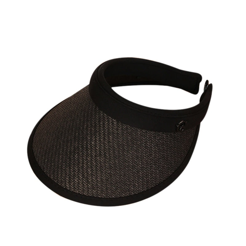 Kids Summer Roll Up Sun Visor Hat Wide Brim Straw Adjustable Children ...