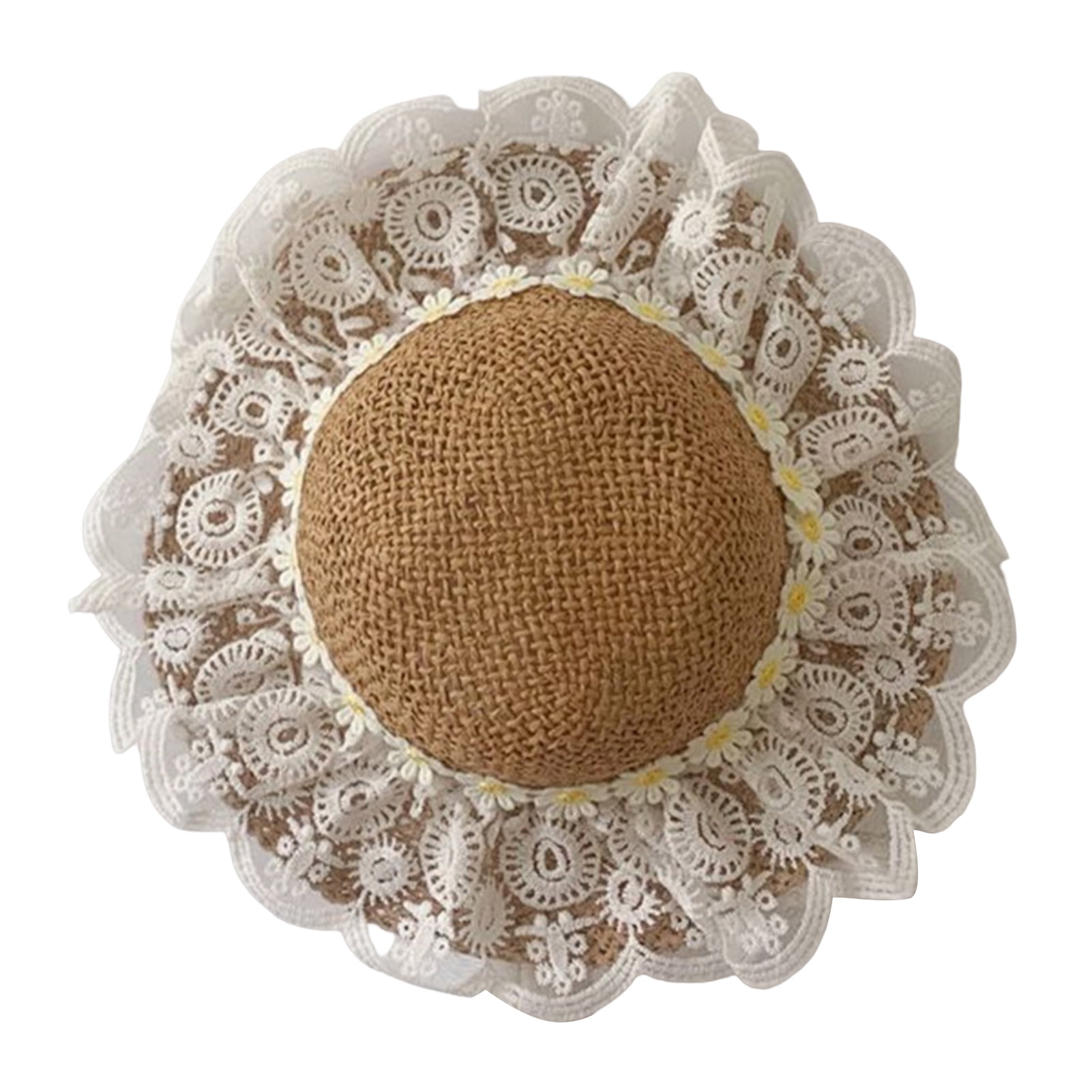 Kids Summer Straw Hat for Baby Infant Breathable Wide Brim with Elastic ...