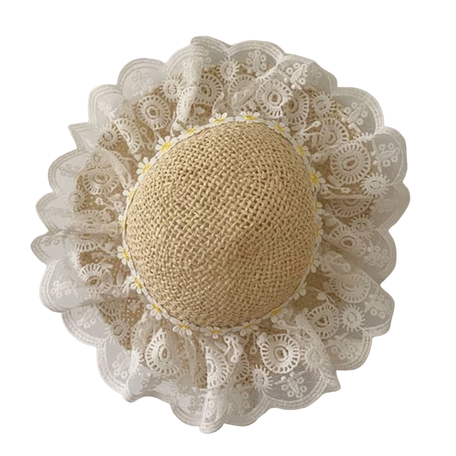 Kids Summer Straw Hat for Baby Infant Breathable Wide Brim with Elastic ...