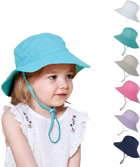 Kids Sun Hat Baby Wide Brim Cap Summer Beach Bucket Hat Infant Foldable ...