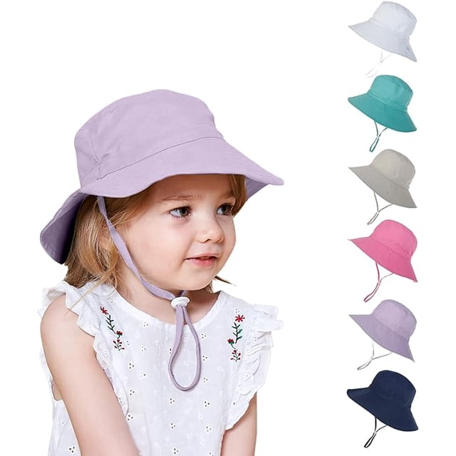 Kids Sun Hat Baby Wide Brim Cap Summer Beach Bucket Hat Infant Foldable ...
