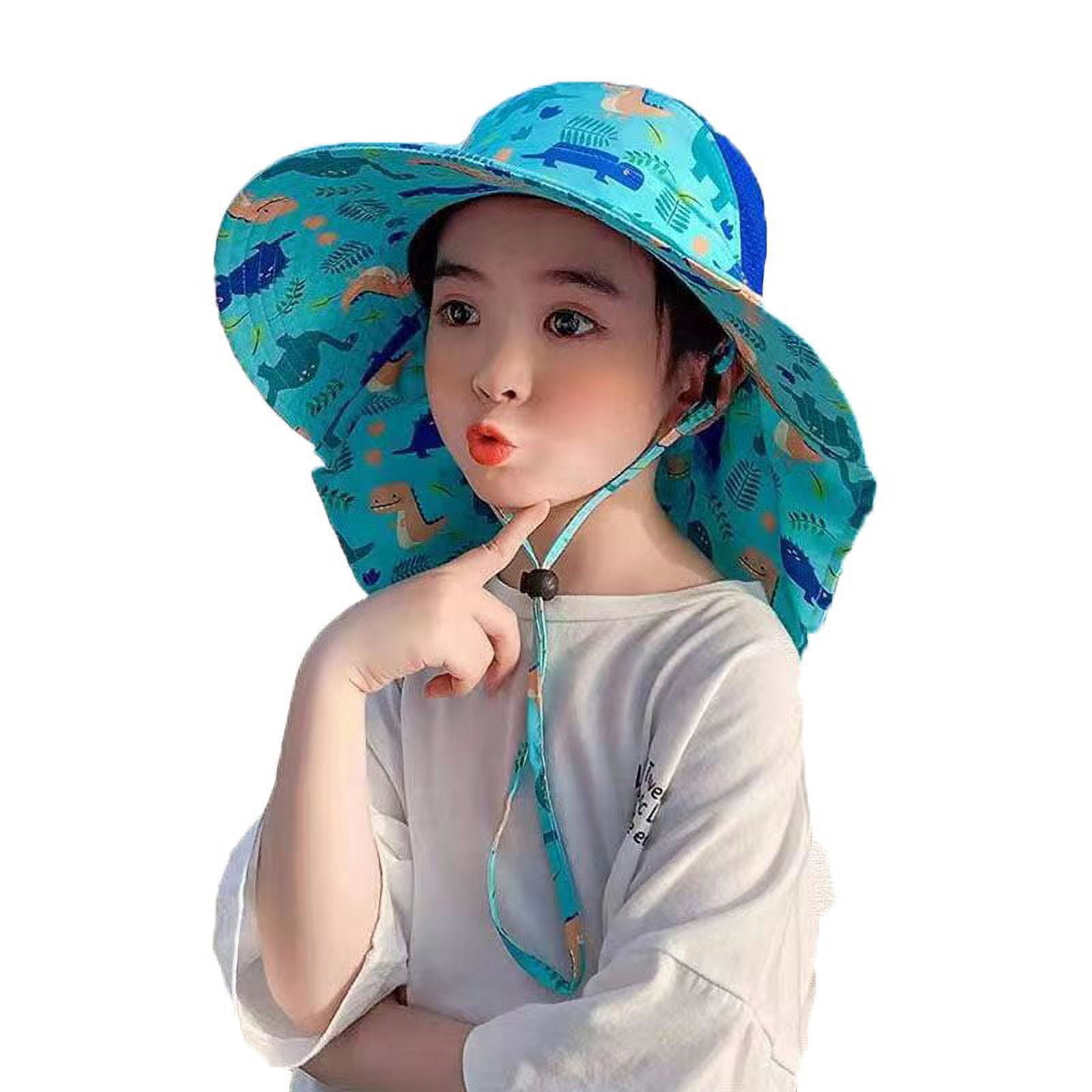 Kids Sun Hat UPF 50+ Breathable Summer Wide Brim Beach Hats with Neck ...