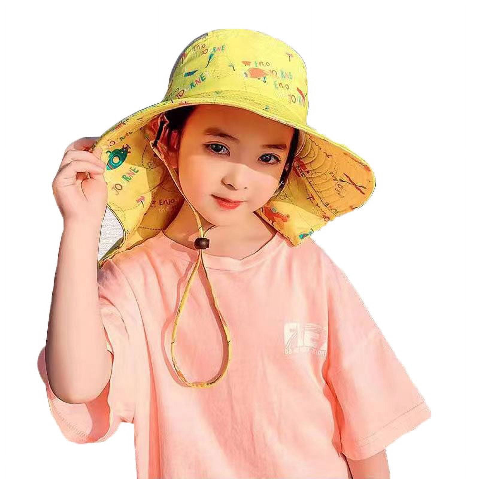 Kids Sun Hat UPF 50+ Breathable Summer Wide Brim Beach Hats with Neck ...