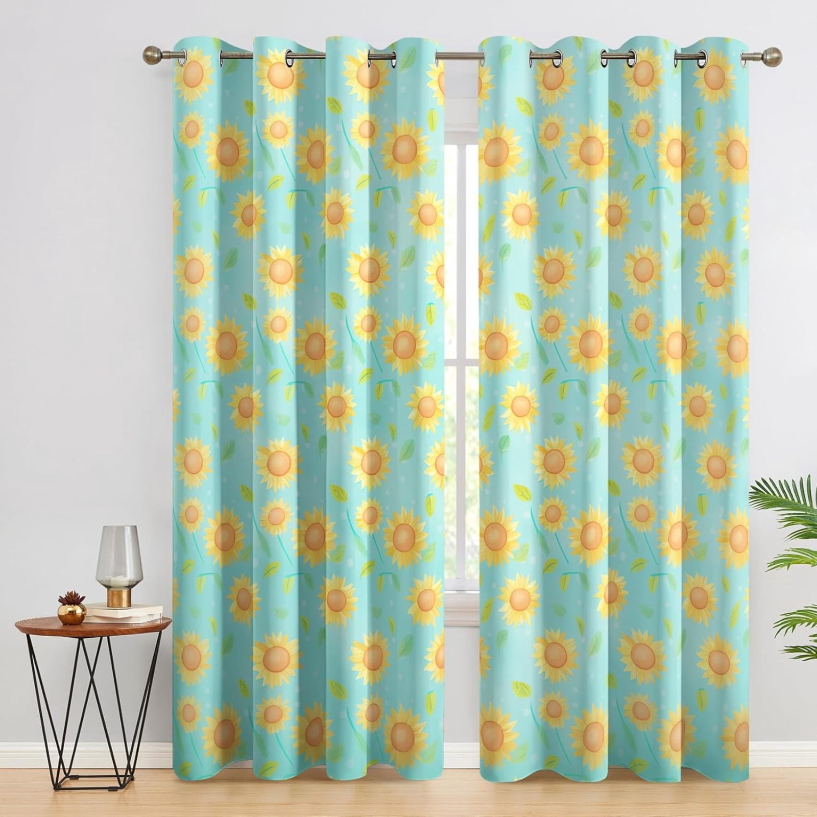 Kids Sunflower Blackout Curtains, Summer Floral Curtains For Living ...