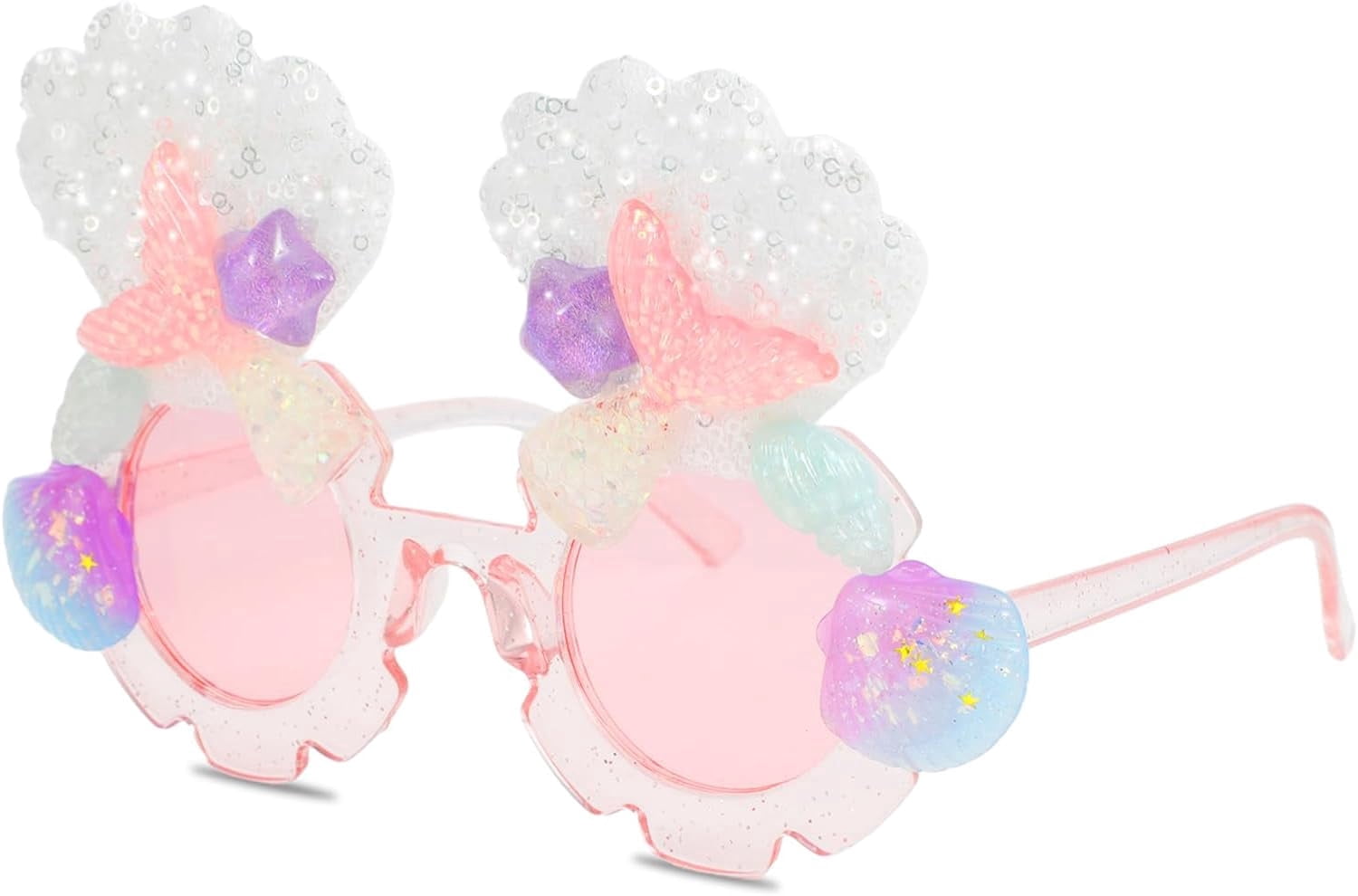 Kids Sunglasses for Girls, Mermaid Shells Round Flower UV Protection ...