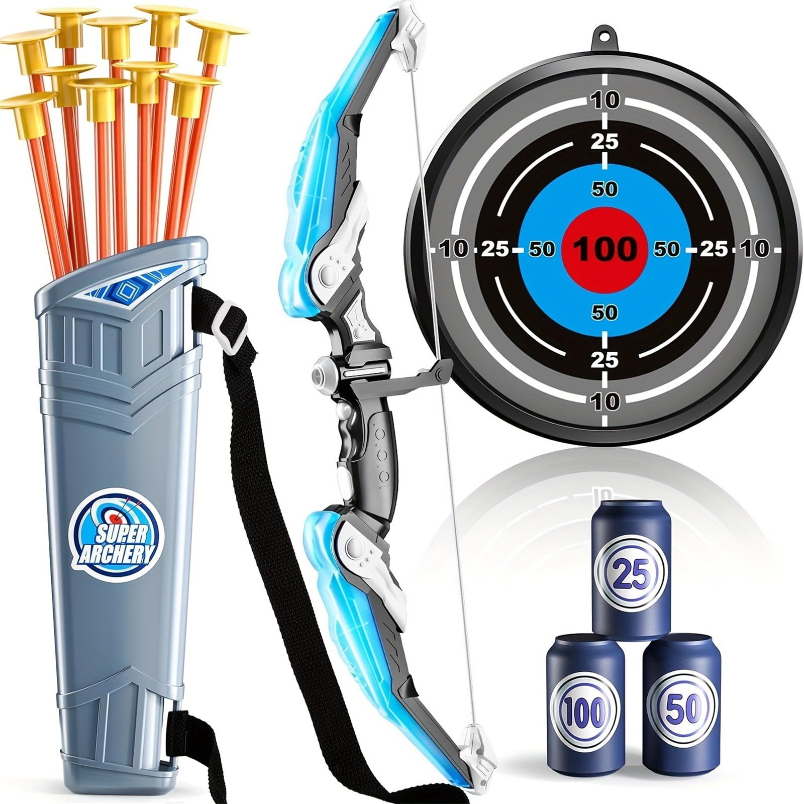 Kids Super Archery Kit – Toy Bow and Arrow Set with Light-Up Bow ...