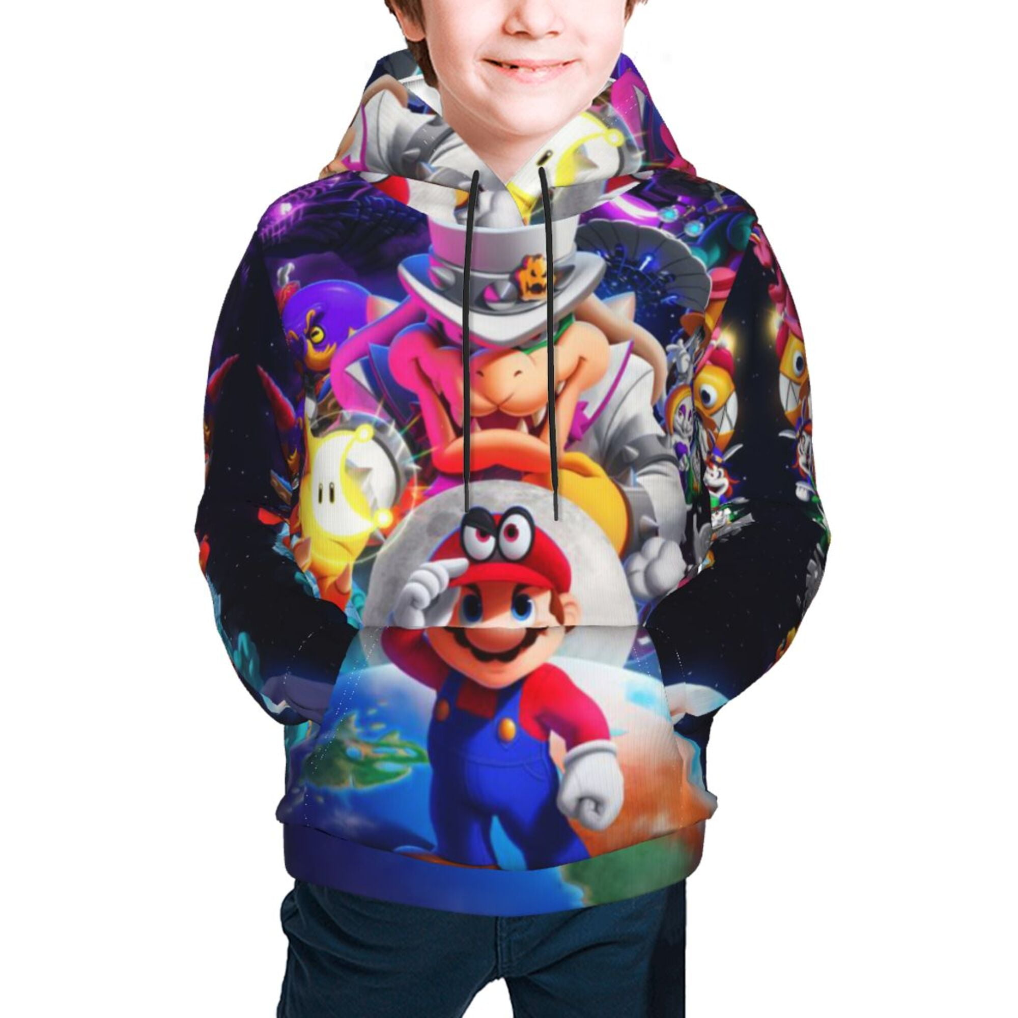 Kids Super Mario Pullover Hoodie With Pocket 3d Printed Novelty Anime ...
