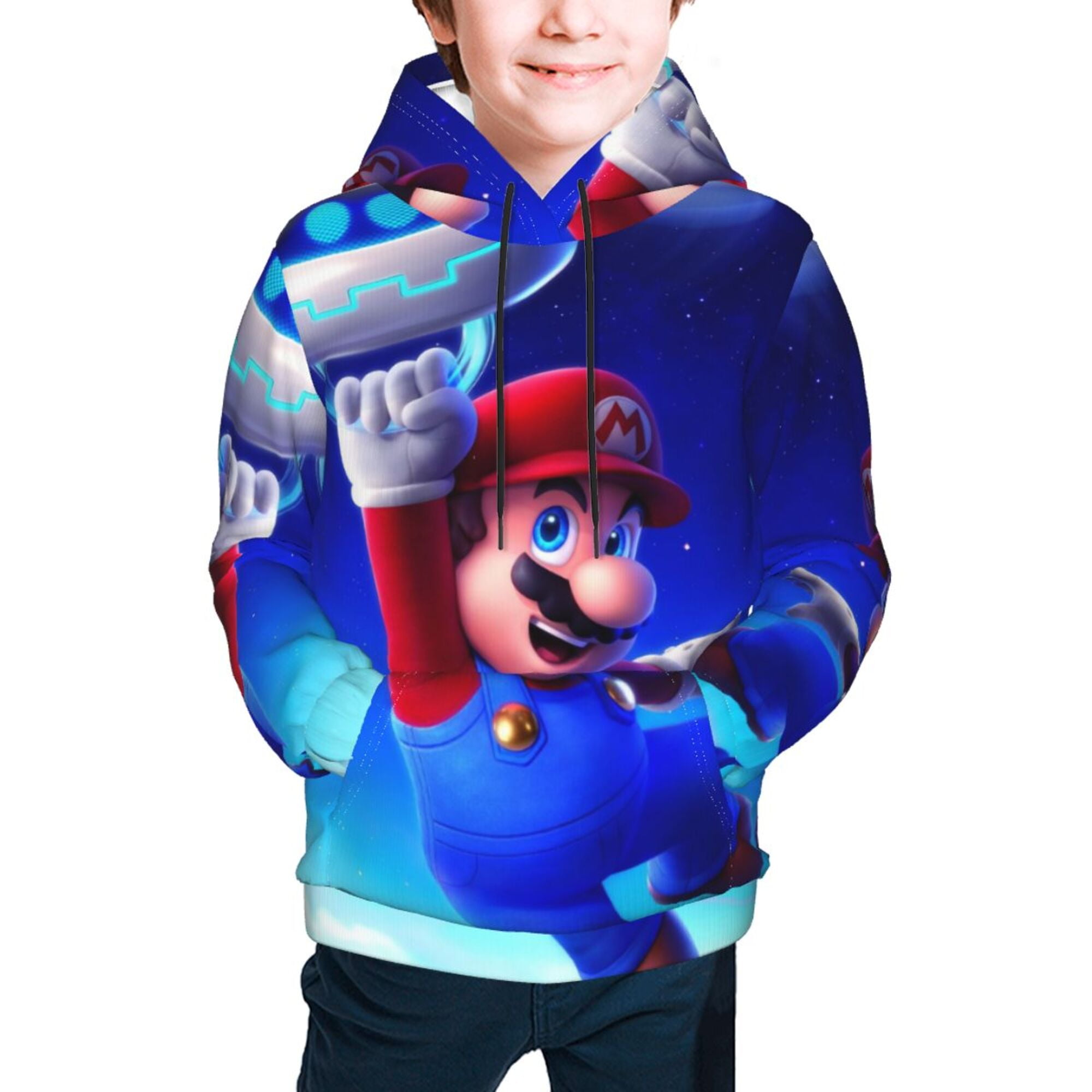 Kids Super Mario Pullover Hoodie With Pocket 3d Printed Novelty Anime ...