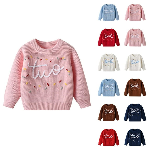 Kids Sweaters 2025 Cute Fall Winter Long Sleeve Embroidery Crewneck ...