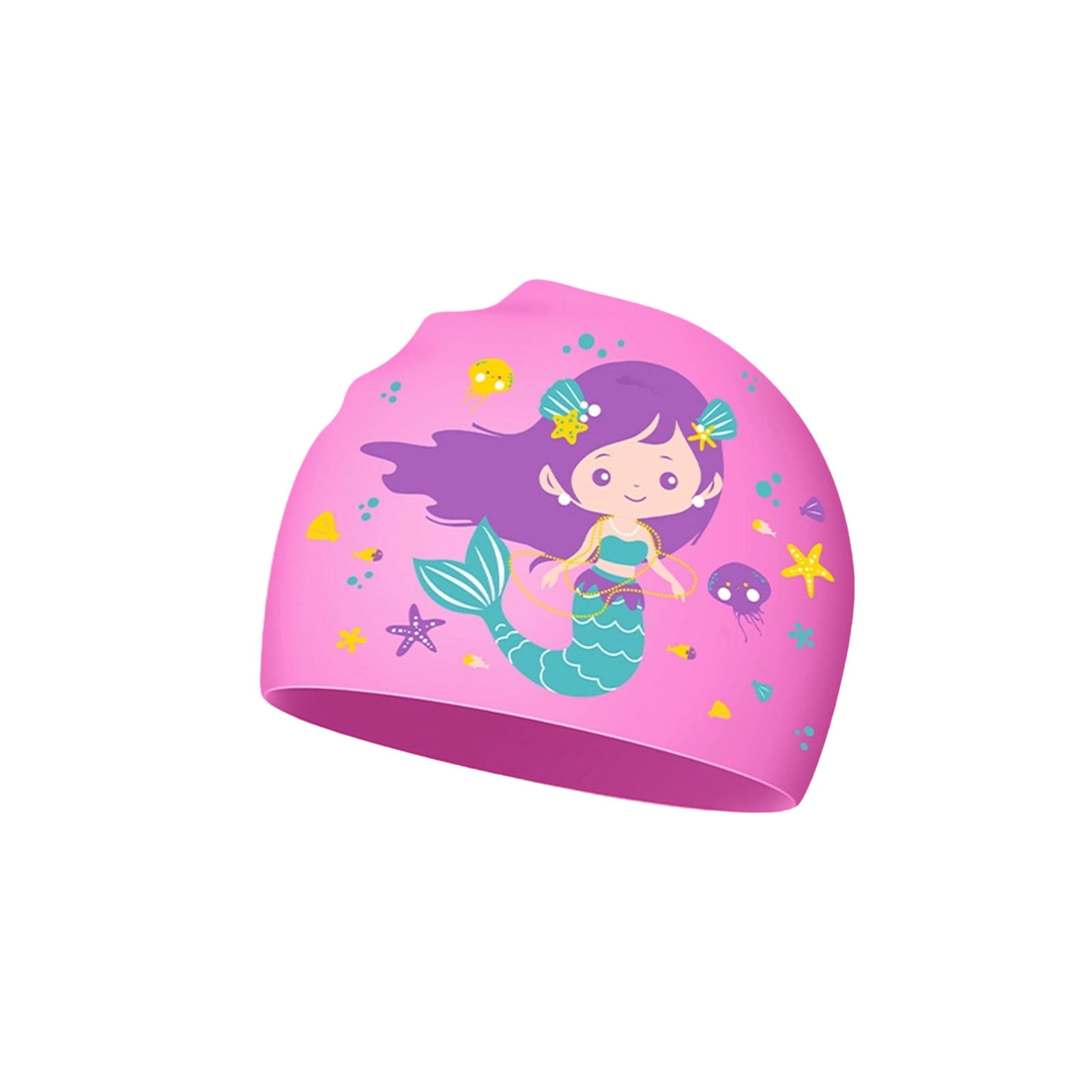 Kids Swim Caps, Silicone Comfy Bathing Cap Swimming Hat for Long and ...