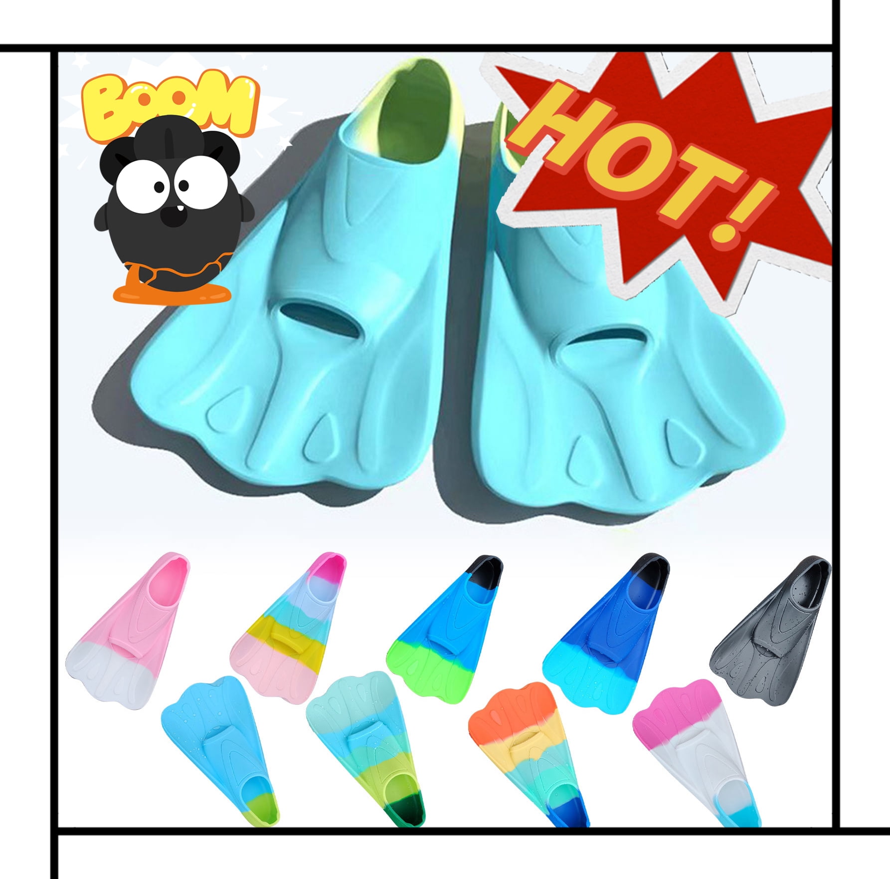Kids Swim Fins,Short Youth Flippers Swimming Training Fins for Lap ...