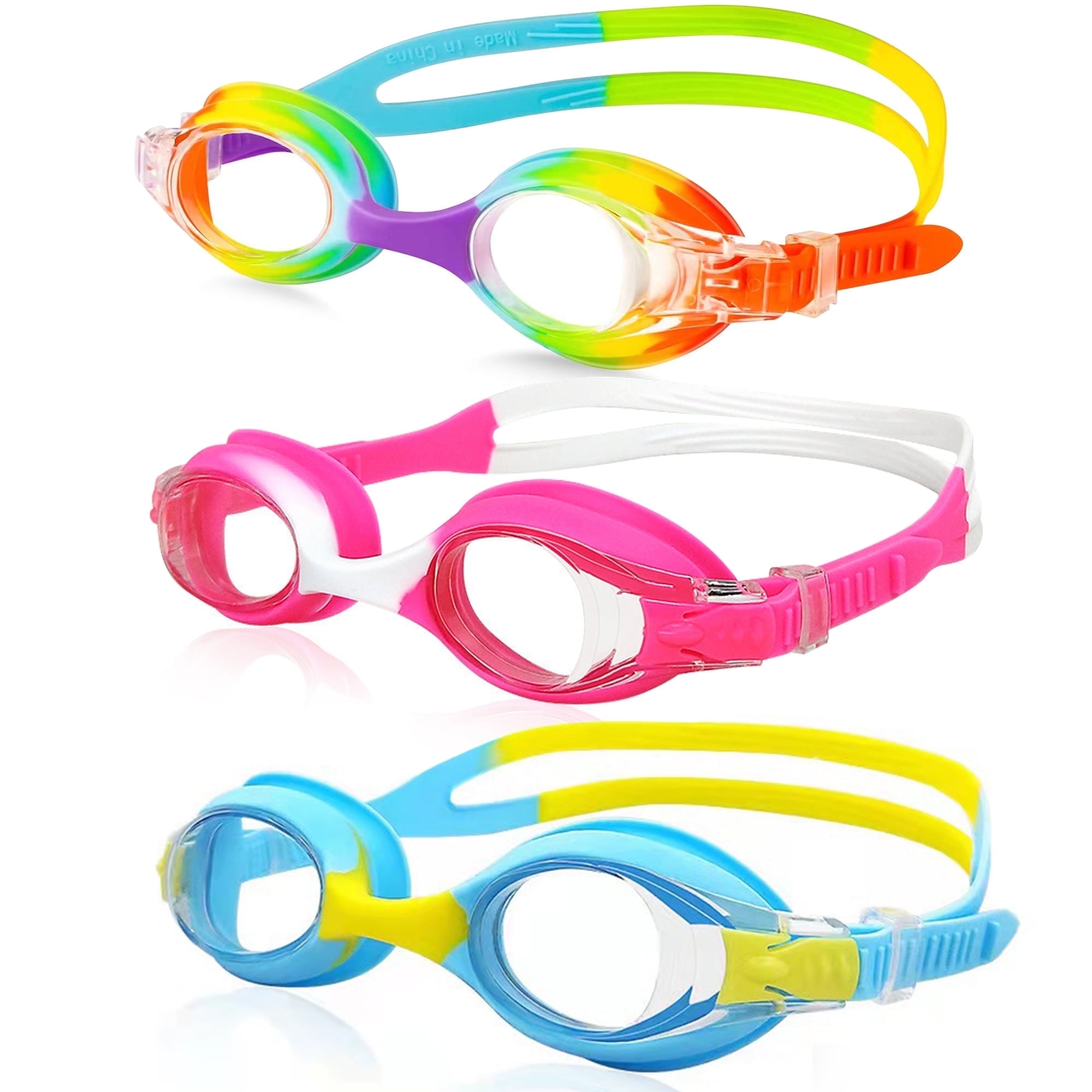 Kids Swim Goggles, 3 Packs Swim Goggle for Kids Boys Girls (Age 6-14 ...