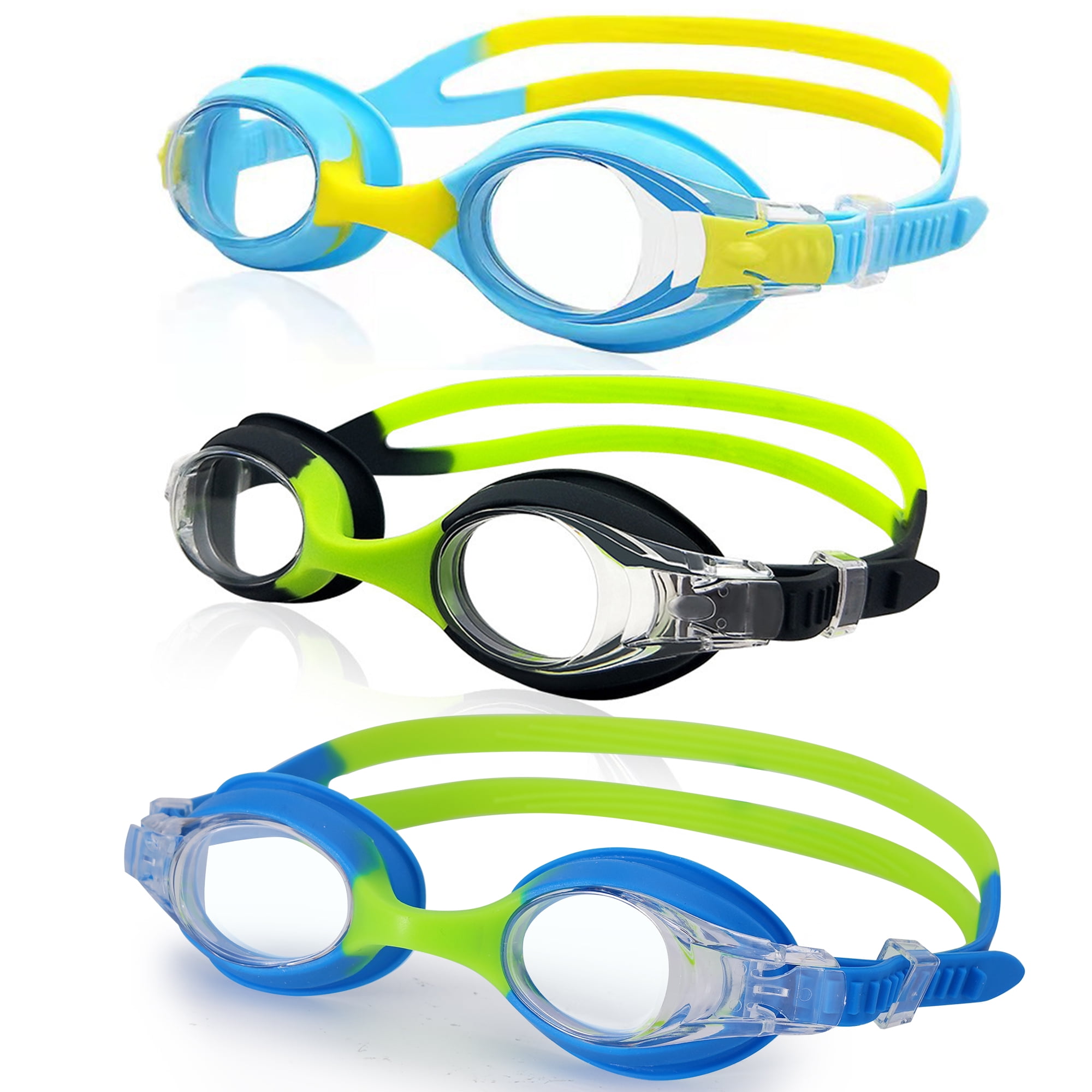 Kids Swim Goggles, 3 Packs Swim Goggle for Kids Boys Girls (Age 6-14 ...