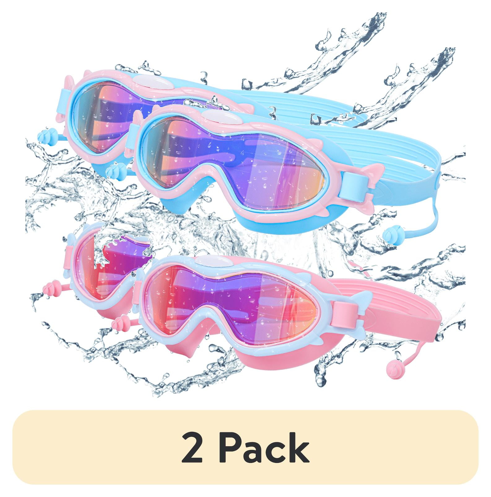 (2 pack) Kids Swim Goggles for Age 3-15 Boys Girls, 2 Pack Swimming ...