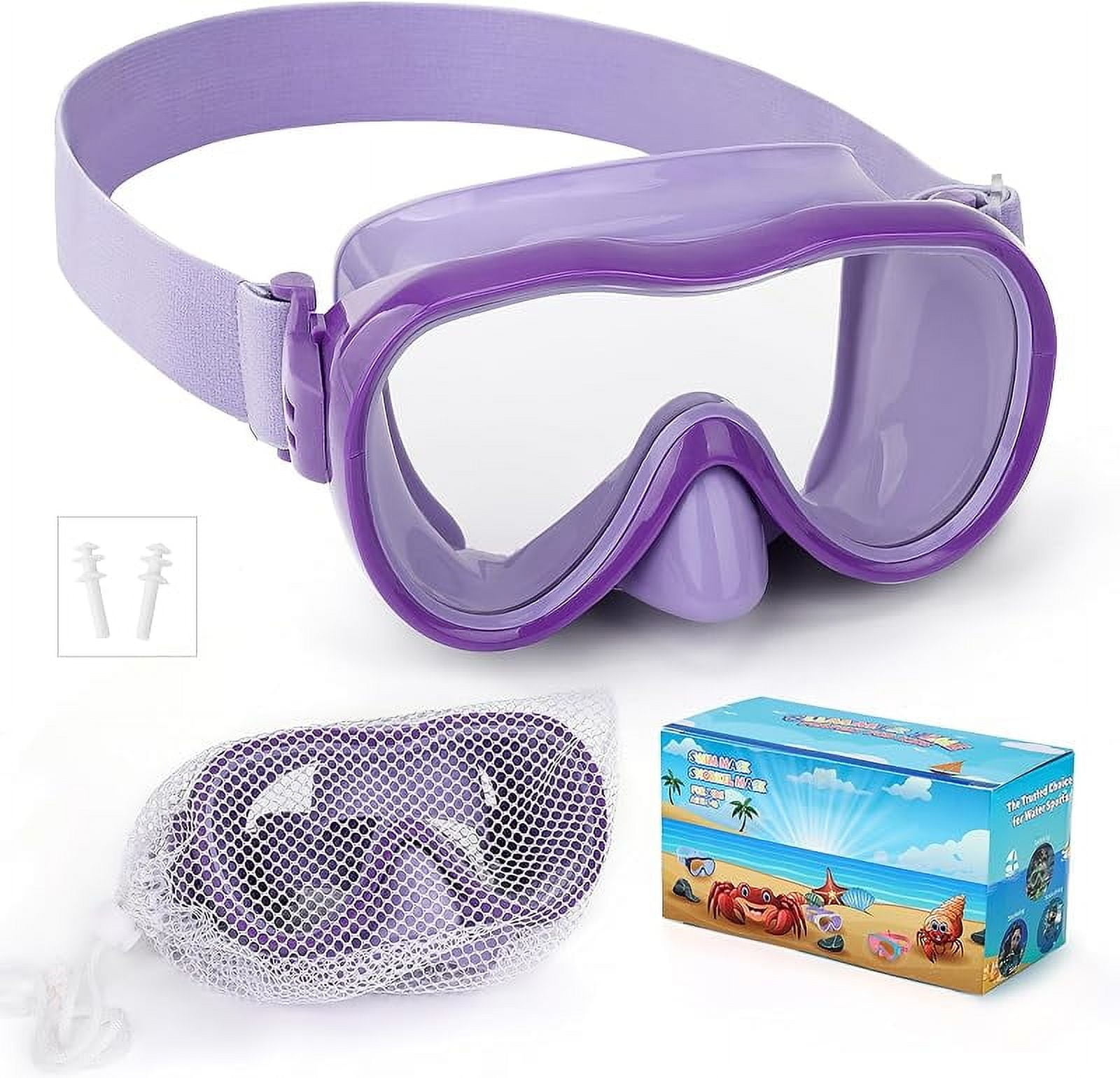 Kids Swim Goggles, Anti-Leak Snork Mask with Nose Cover & Elastic ...