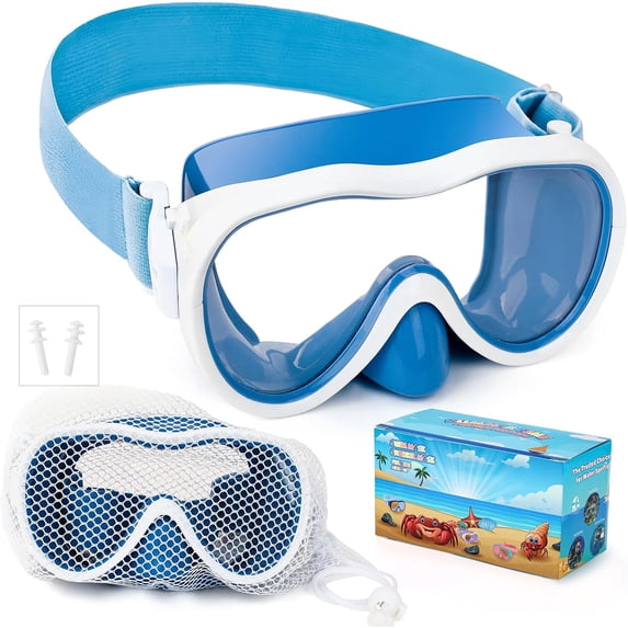 Kids Swim Goggles, Anti-Leak Snork Mask with Nose Cover & Elastic ...
