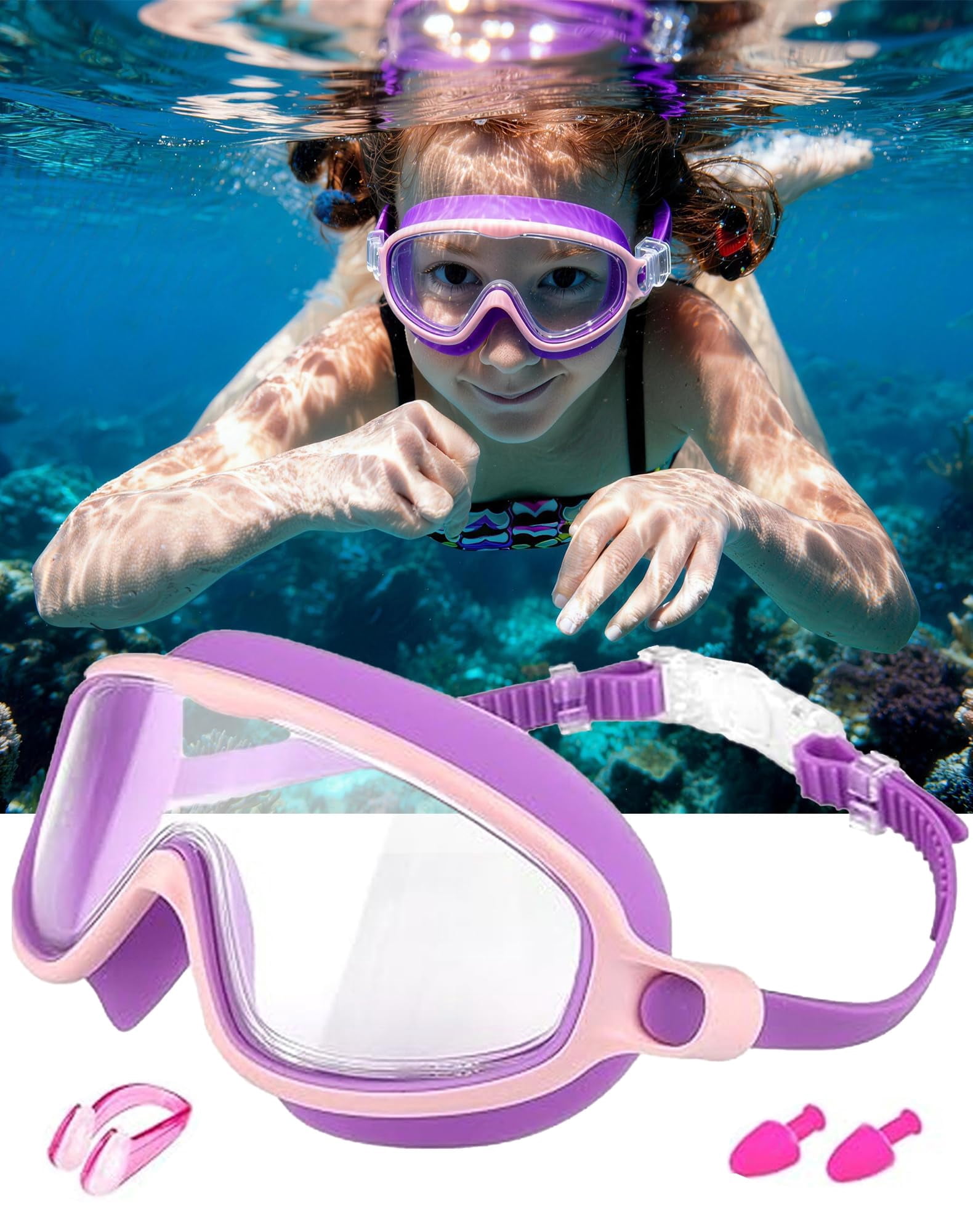 Kids Swim Goggles, Leak-Proof Anti-Fog UV Protection HD Splashy Eyes ...