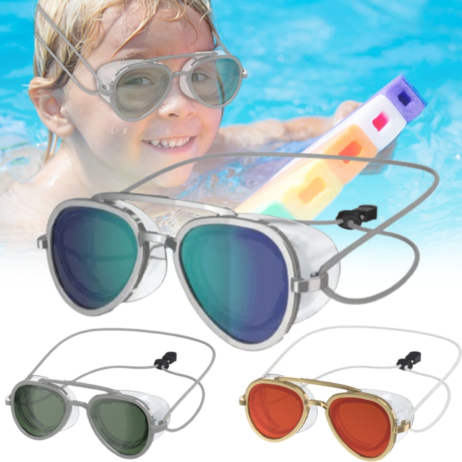 Kids' Swim Goggles Sunny Ages 3-8 – Anti-Fog Lenses, UV Protection ...