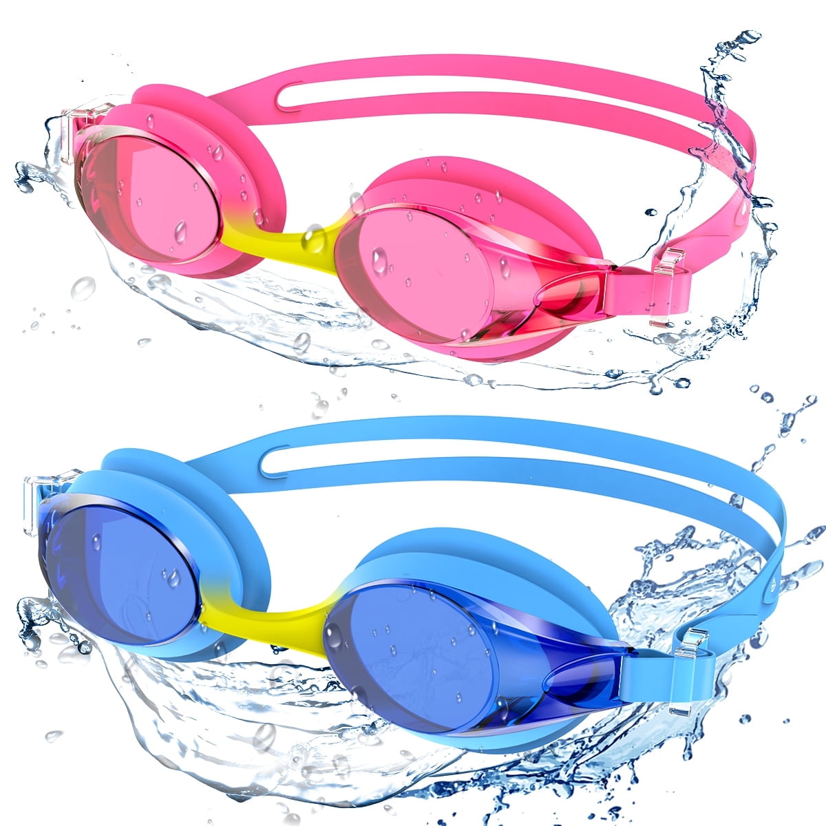Walmart Kids Swim Goggles, Age 3-15, 2 Pack, Anti Fog, No Leaking, UV ...