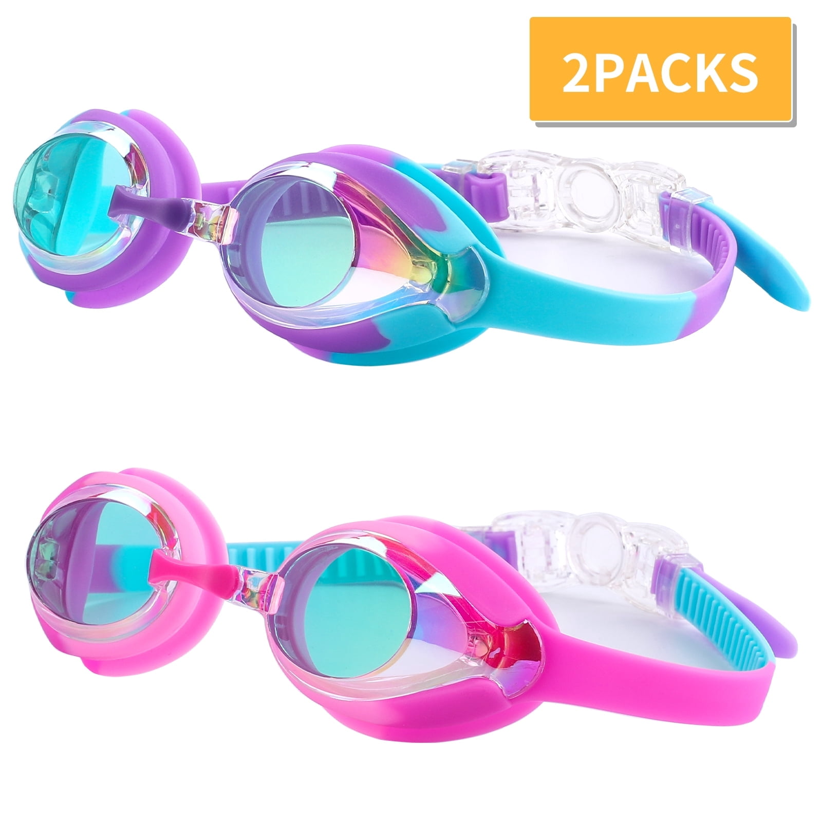 Cshidworld Kids Swim Goggles, 2 Pack, No Leaking, Anti-Fog UV ...