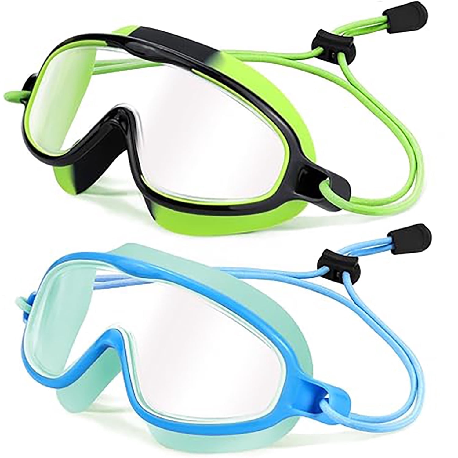 Kids-Swim-Goggles with Bungee Strap Wide View Anti Fog UV Swimming Mask ...