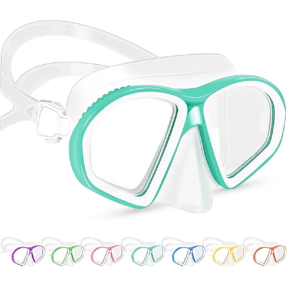 Kids Swim Goggles with Nose Cover for Ages 6-14, Tempered Glass Fabric ...