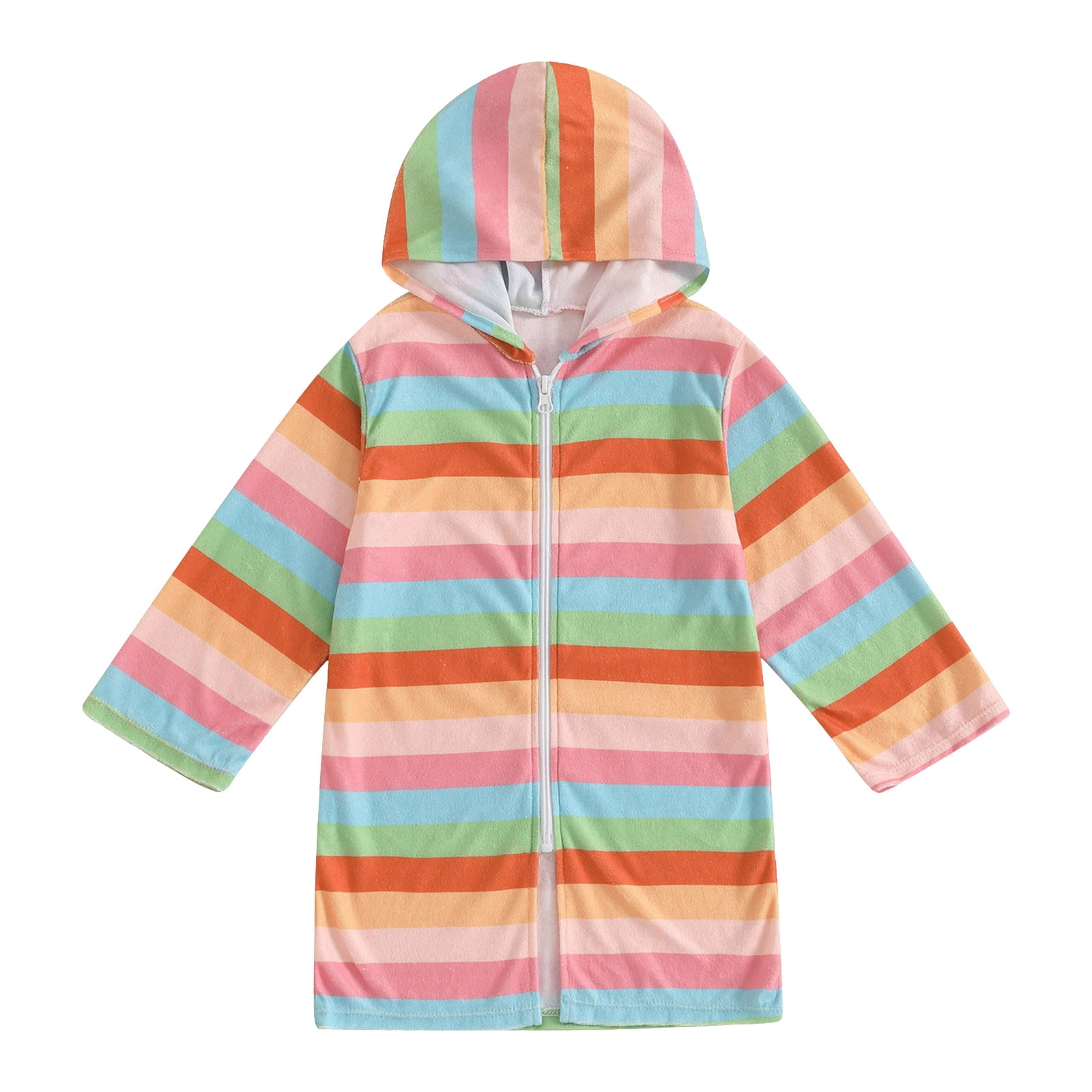 Kids Swim Robe toddler Girl Boy Terry Cloth Swim Cover Up Zip Up Towel ...