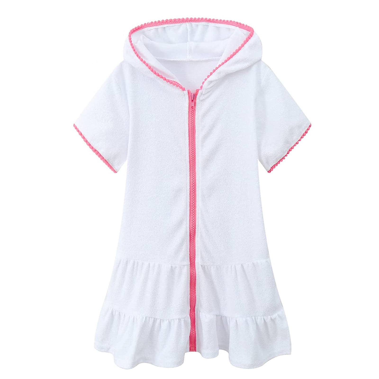 Kids Swim Robe toddler Girl Boy Terry Cloth Swim Cover Up Zip Up Towel ...