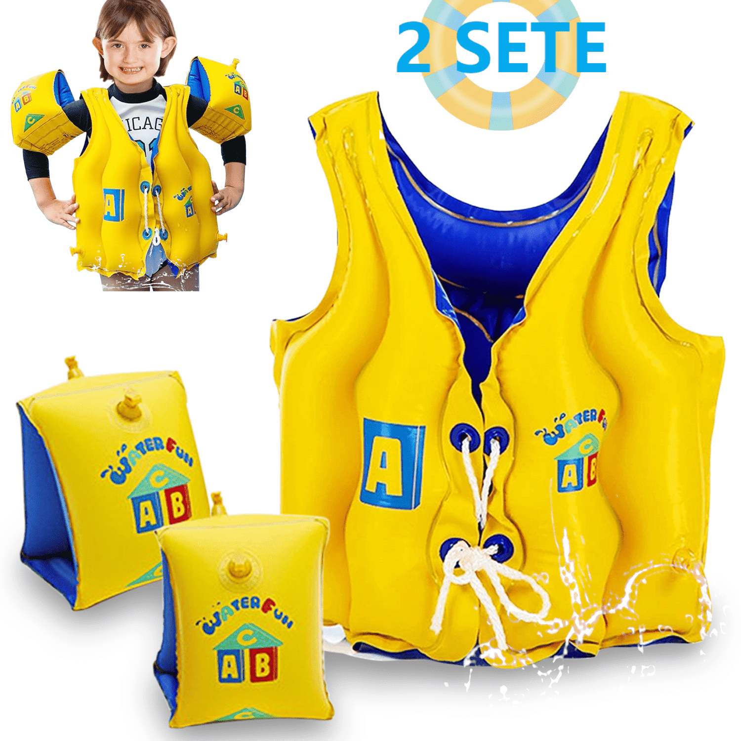 Kids Swim Vest,2 Set of Life Jacket for Kids,Kids Flotation Belt with ...
