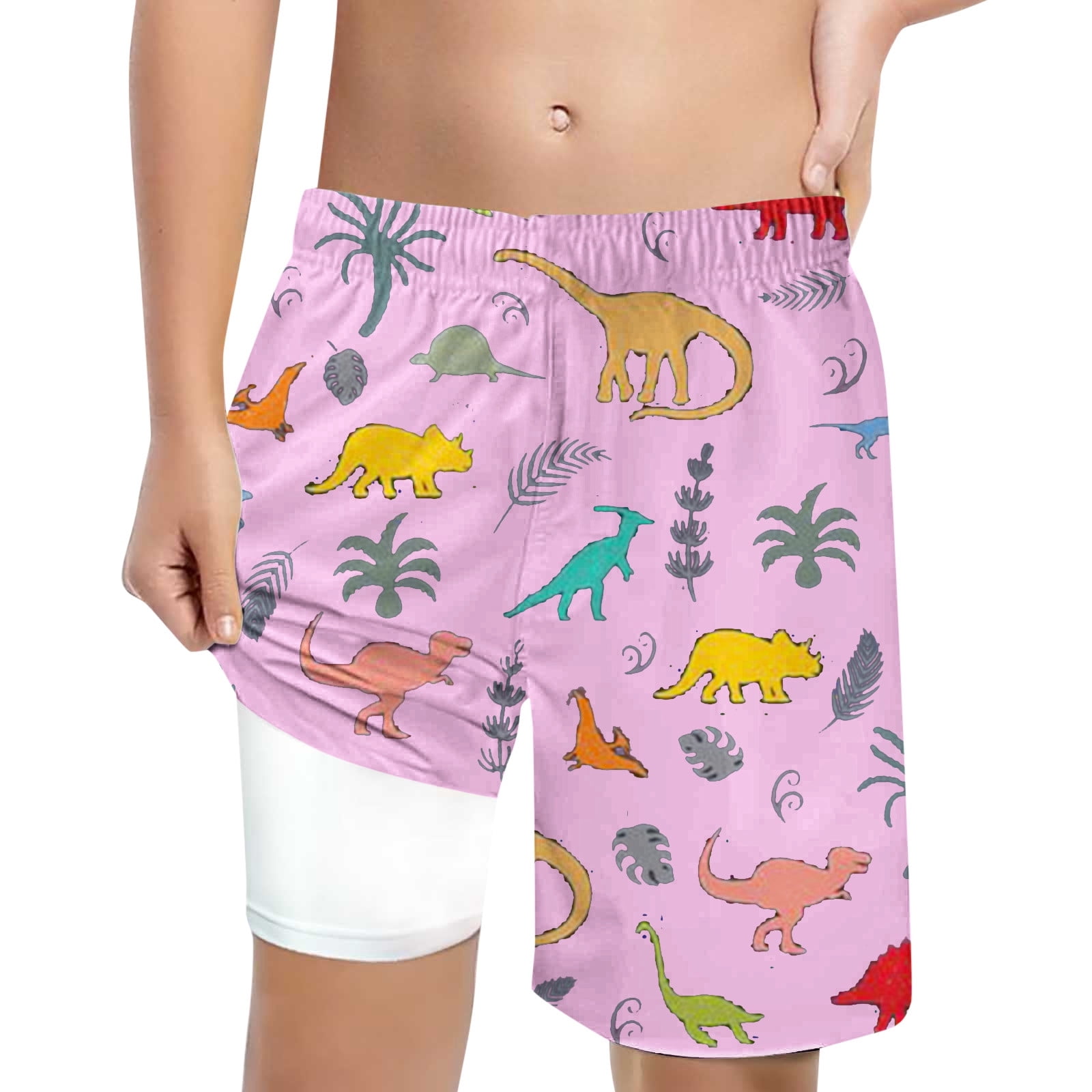Kids Swimsuit for Boys Baby Floral Printed Swimming Shorts Lace Up High ...