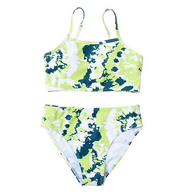 Kids Swimsuits For Girls Thin Strap Printed Swimwear Bikini Set Girls ...