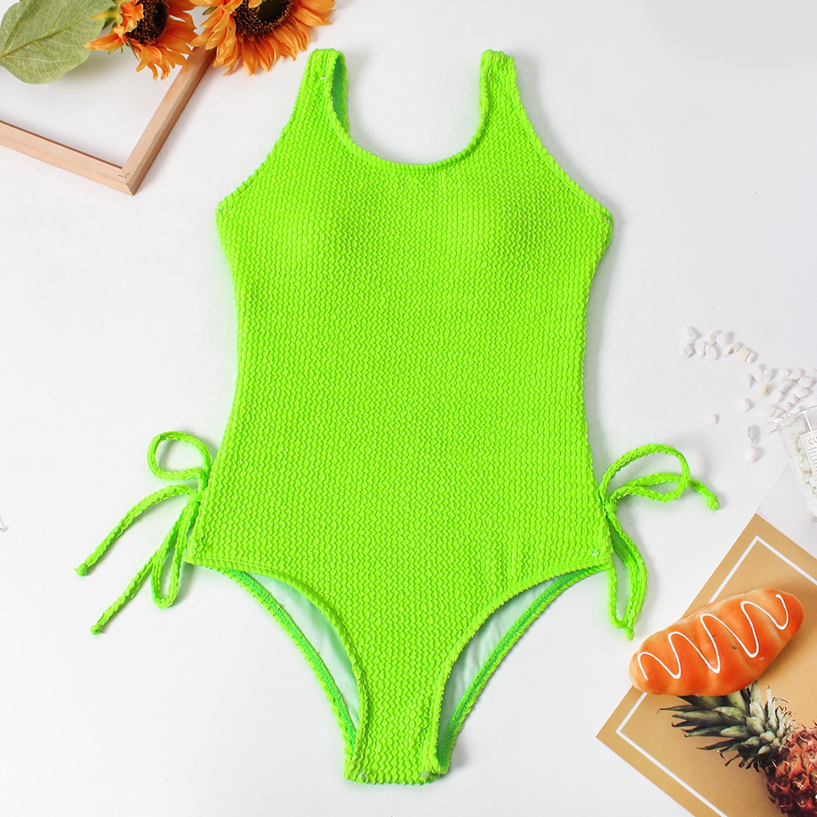 Kids Swimsuits Girls 1 Piece Swim Suit Green Bathing Suits Cute Girls ...