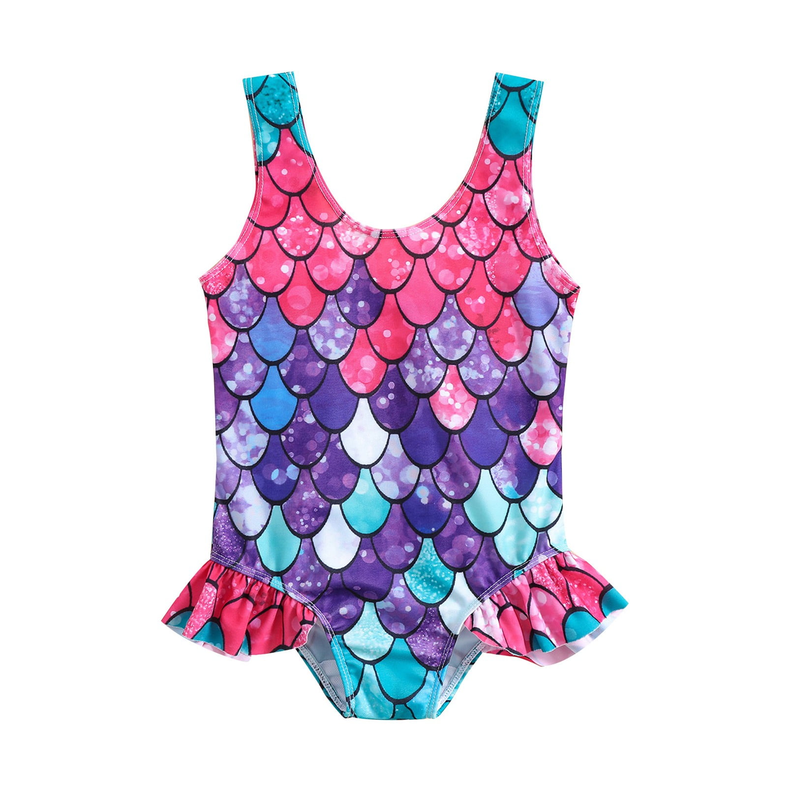 Kids Swimsuits Kids Fashion Fish Scale Swimsuit Girls Dress Hot Spring ...