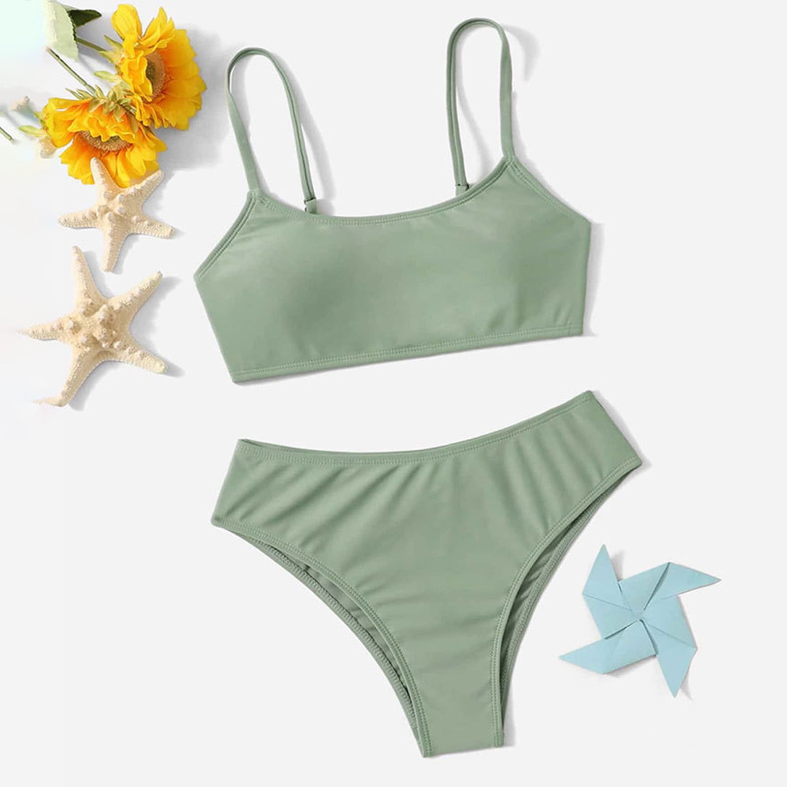 Kids Swimsuits Plain Color Girls Swimsuit with Shorts Girls Two Pieces ...