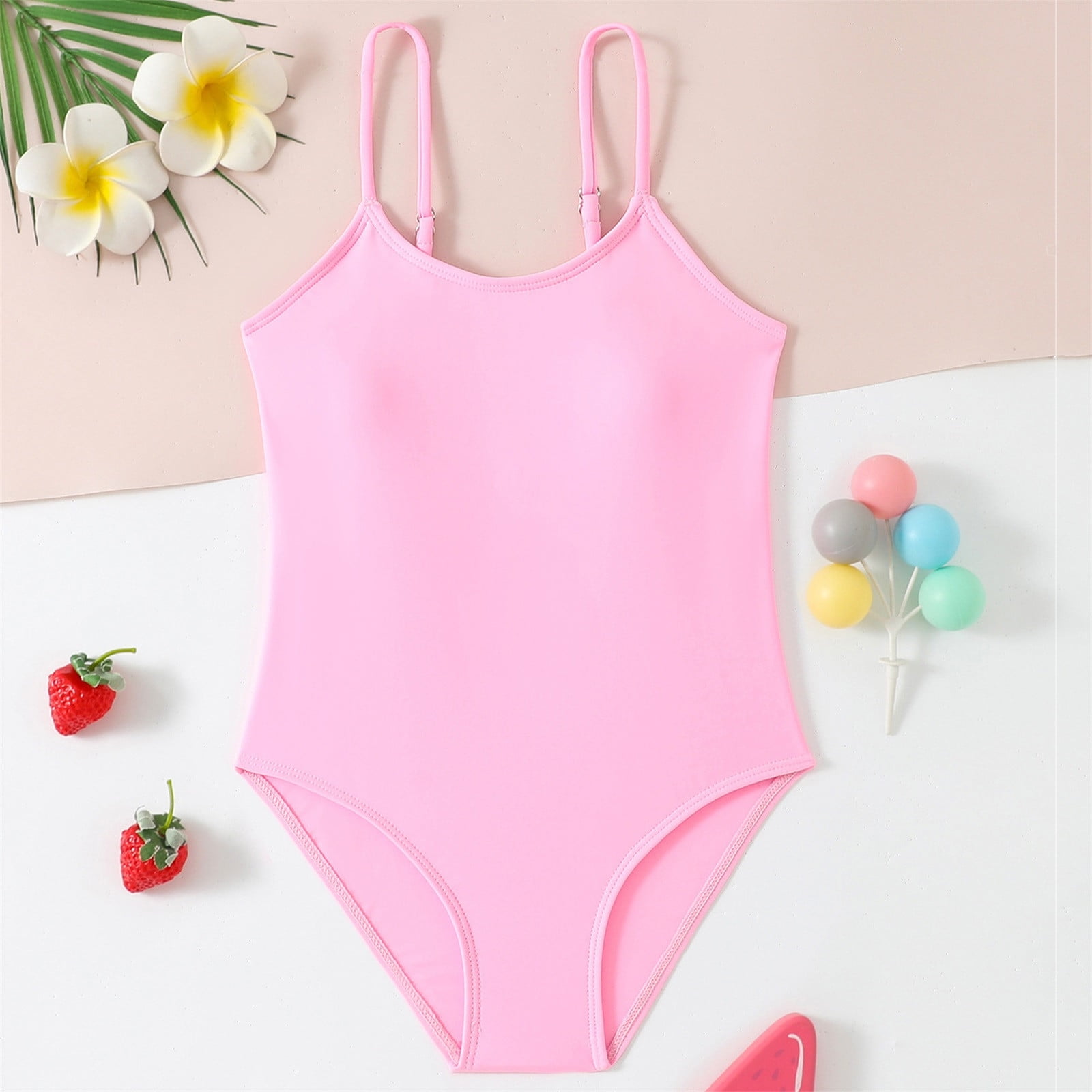Kids Swimsuits Solid Color 1 Piece Swimsuit Girls Tankini Size 8-9T ...